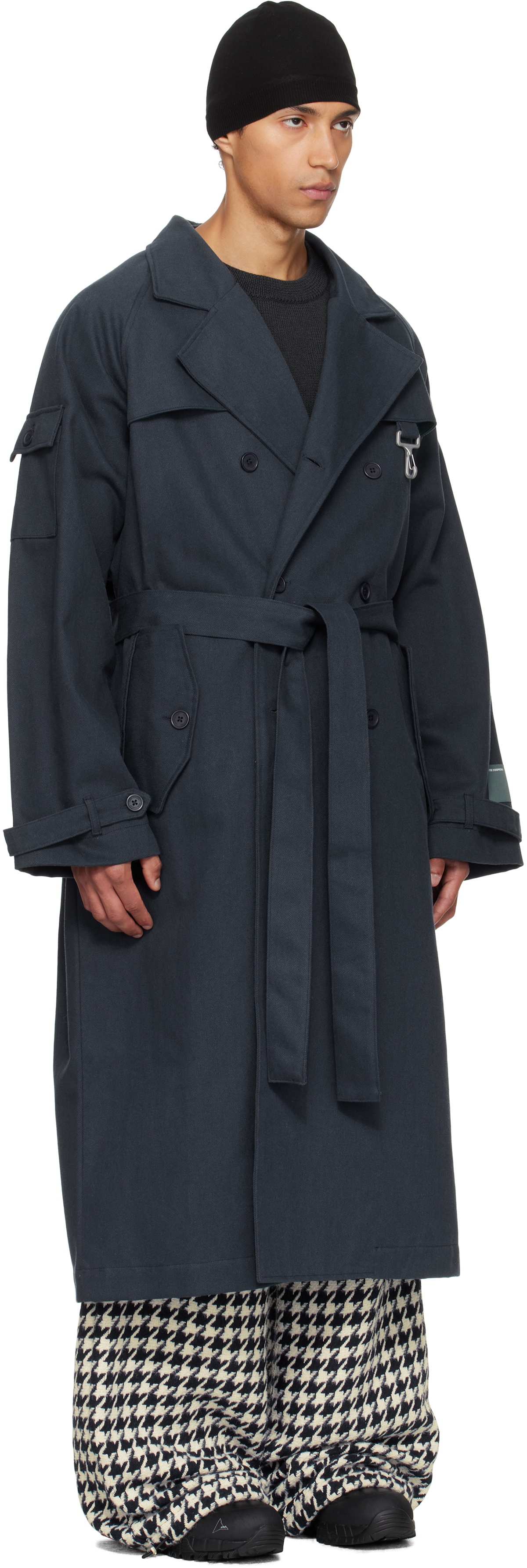 Reese Cooper Navy Cotton Twill Double Breasted Trench Coat Reese Cooper