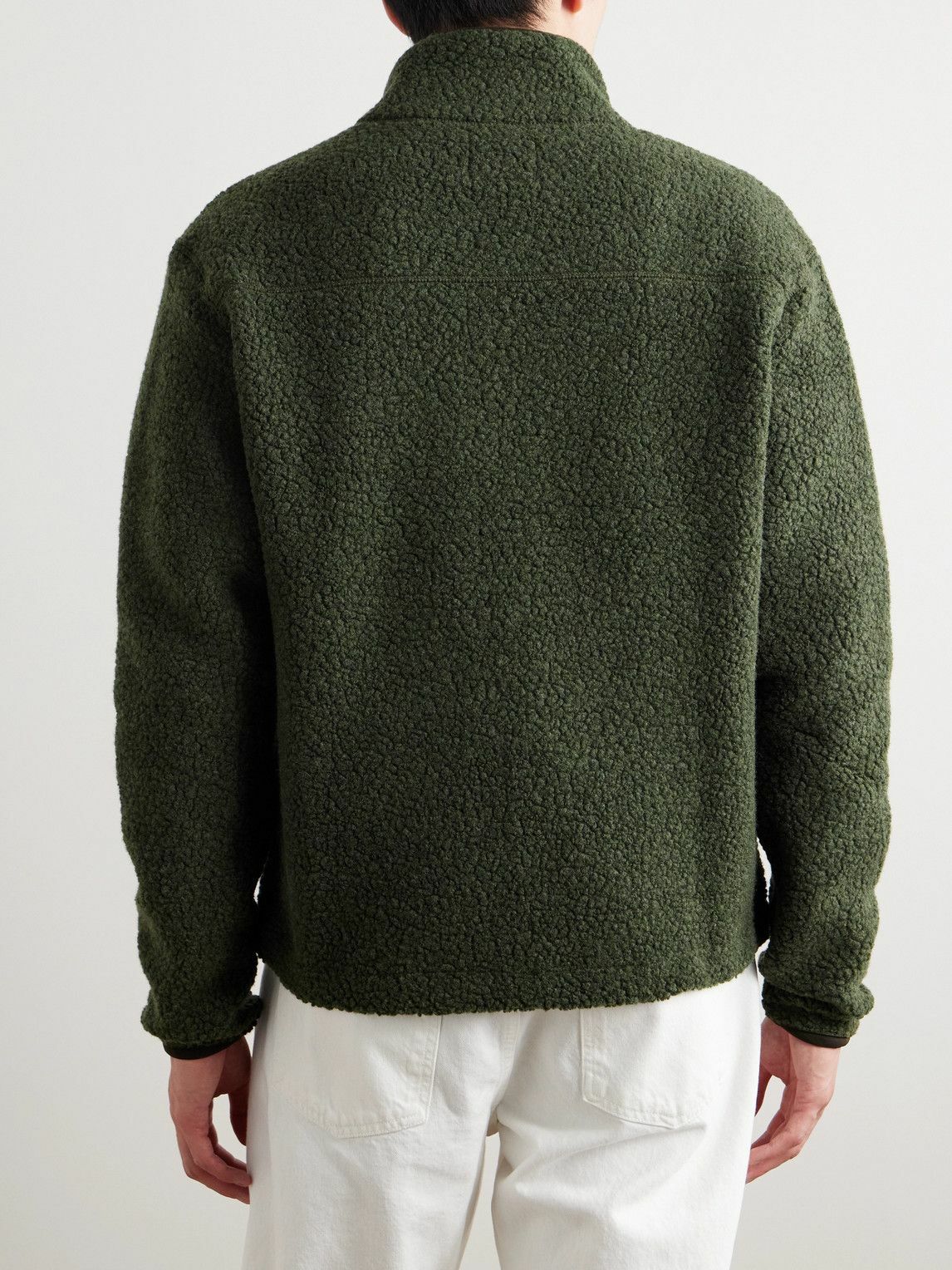 Drake's - Logo-Embroidered Wool-Blend Bouclé Jacket - Green Drake's