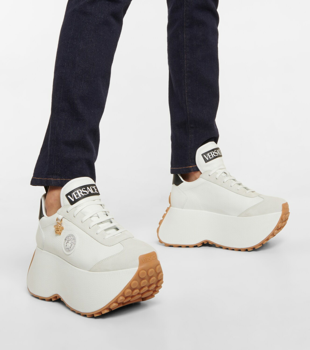 Versace - Triplatform leather sneakers Versace