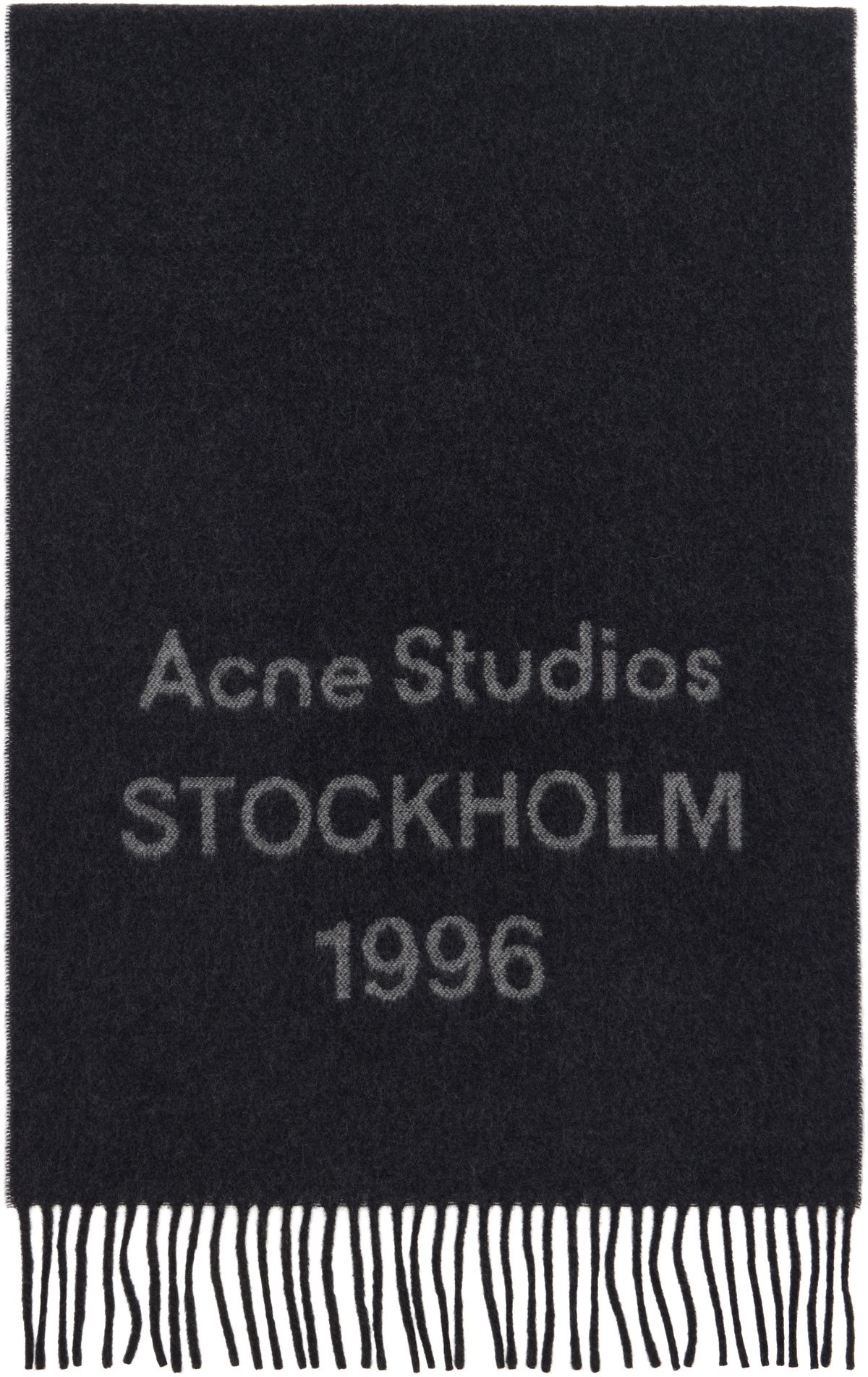Acne Studios Gray Logo Wide Scarf Acne Studios