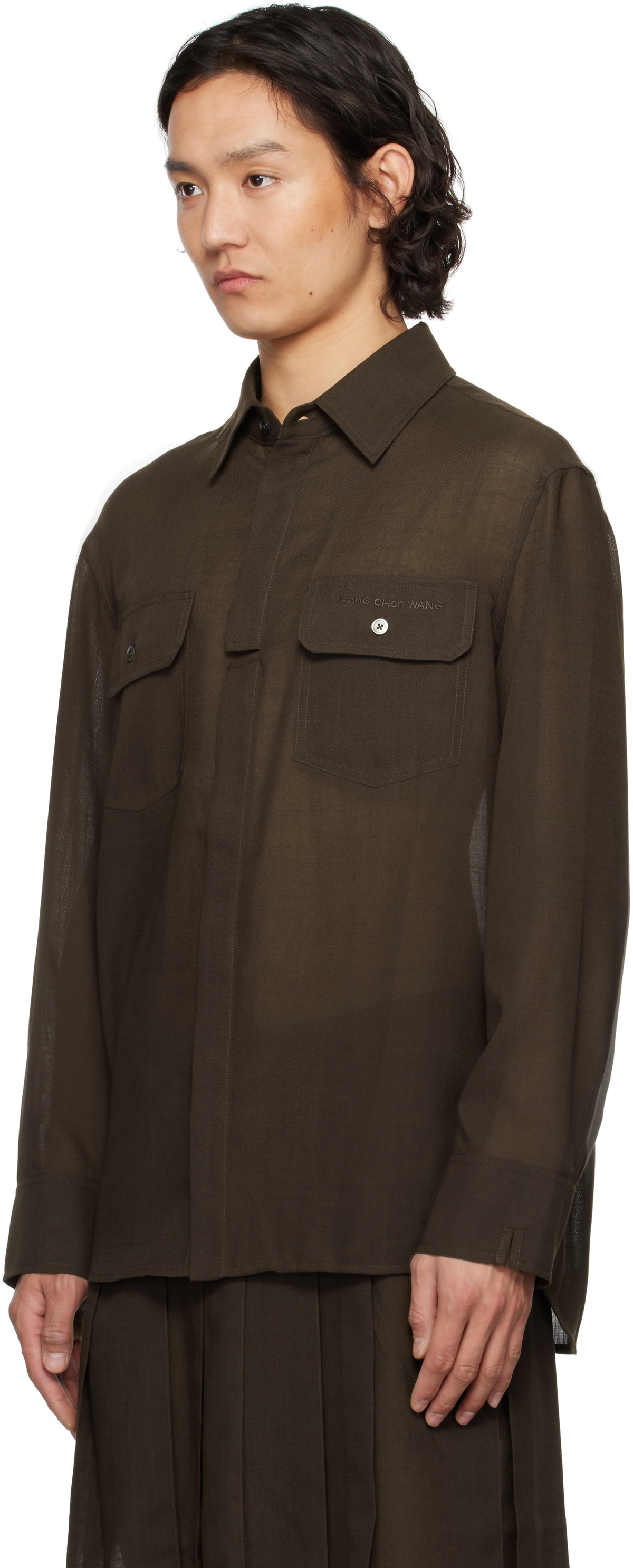 Feng Chen Wang Brown Triple Cut Shirt Feng Chen Wang