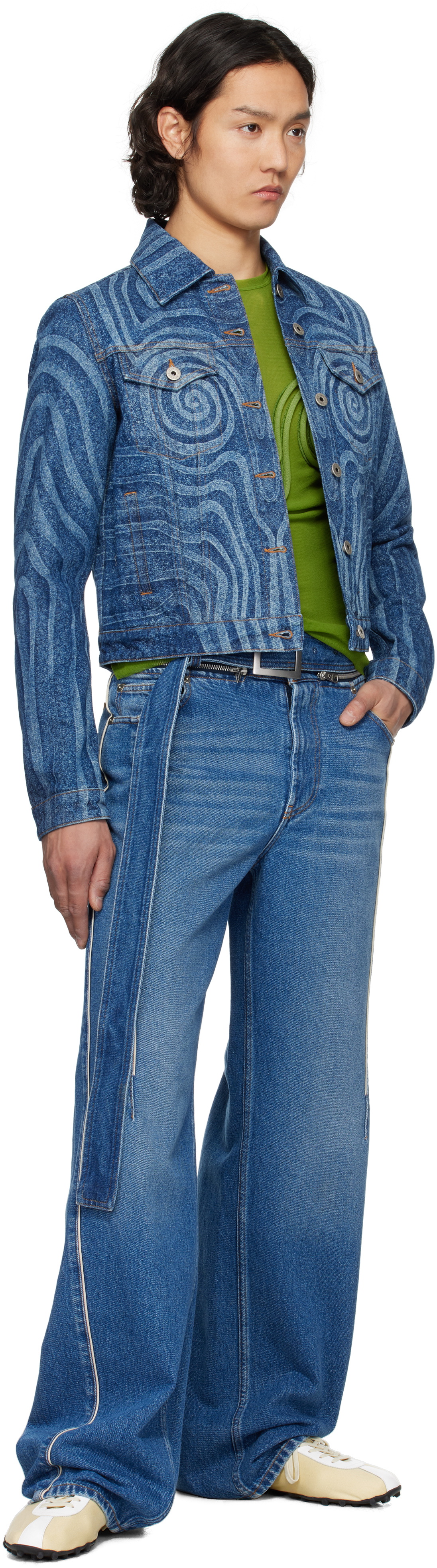 Jean Paul Gaultier Blue Spiral Denim Jacket Jean Paul Gaultier