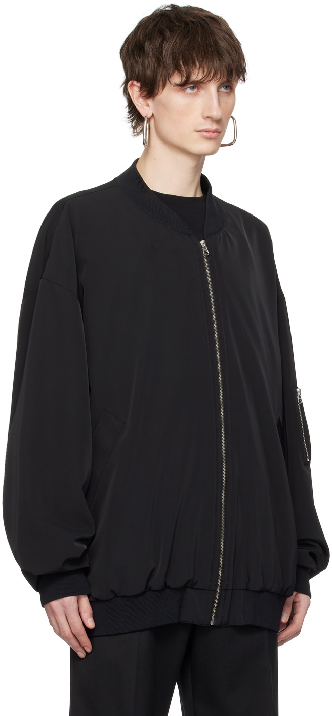 MM6 Maison Margiela Black Zip Bomber Jacket MM6 Maison Margiela