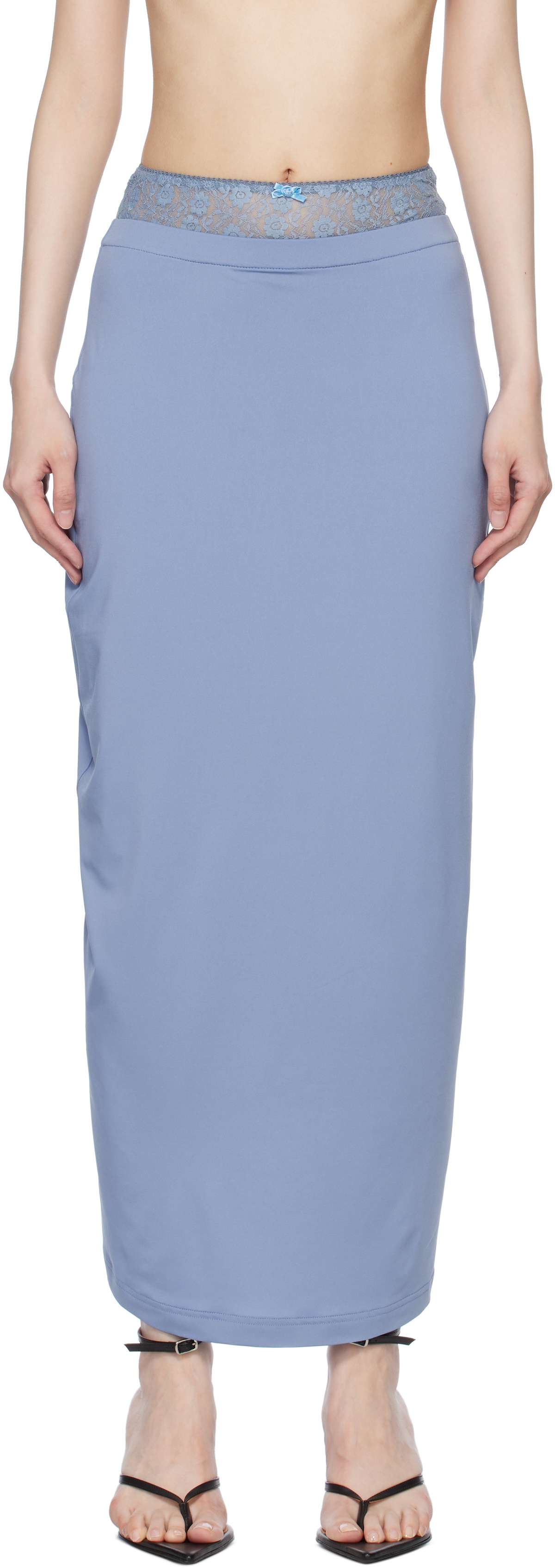 Pushbutton Blue Lace Layered Maxi Skirt Pushbutton