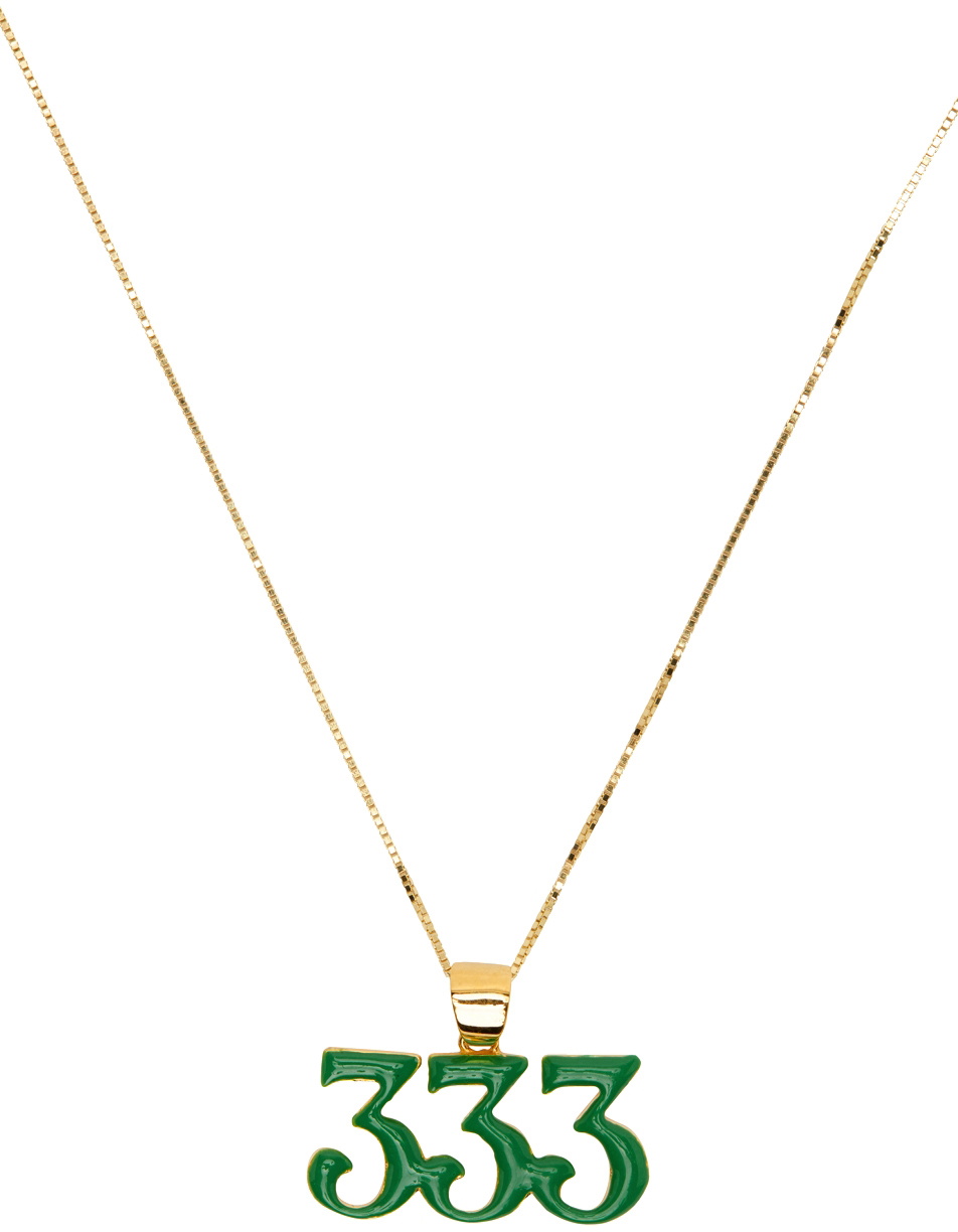 VEERT Gold & Green Enamel 333 Pendant Necklace VEERT