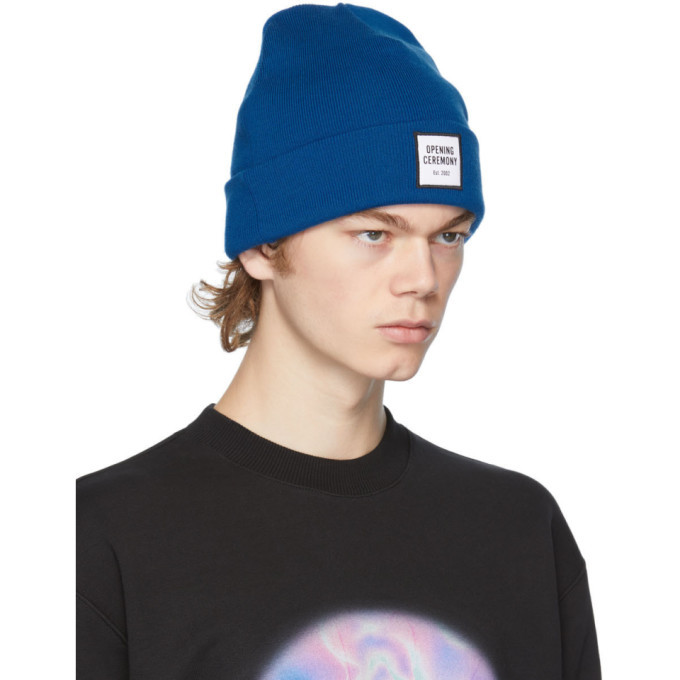 Opening Ceremony Blue Wool Logo Beanie Opening Ceremony