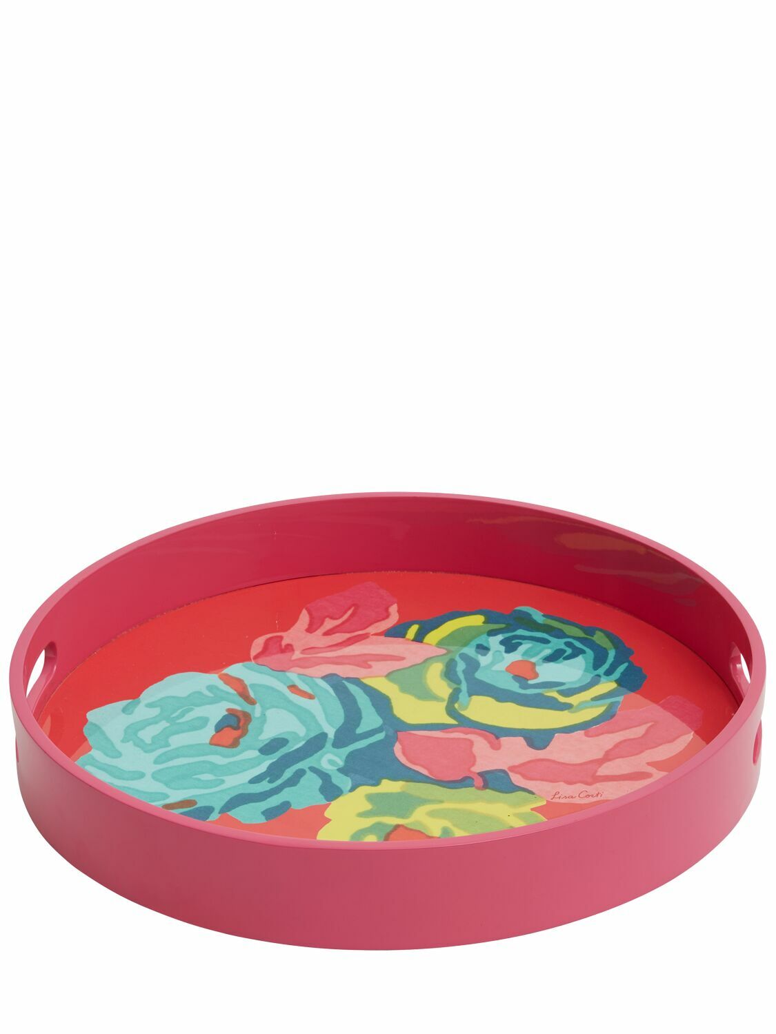 LISA CORTI Nizam Flower Geranium Lacquered Tray Lisa Corti