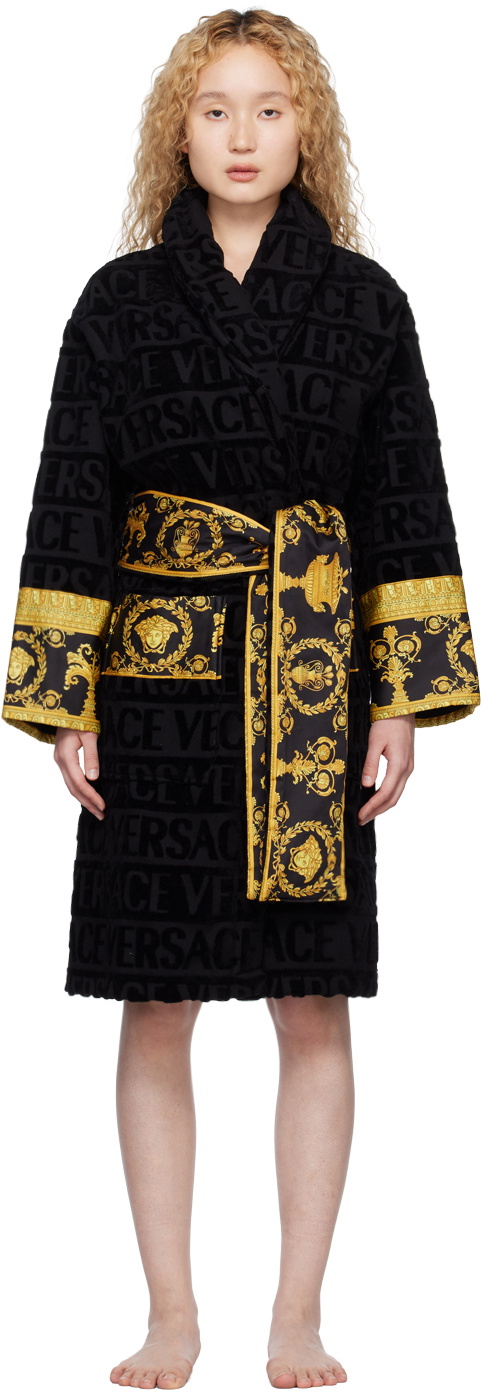 Versace Underwear Black 'I Heart Baroque' Robe Versace Underwear
