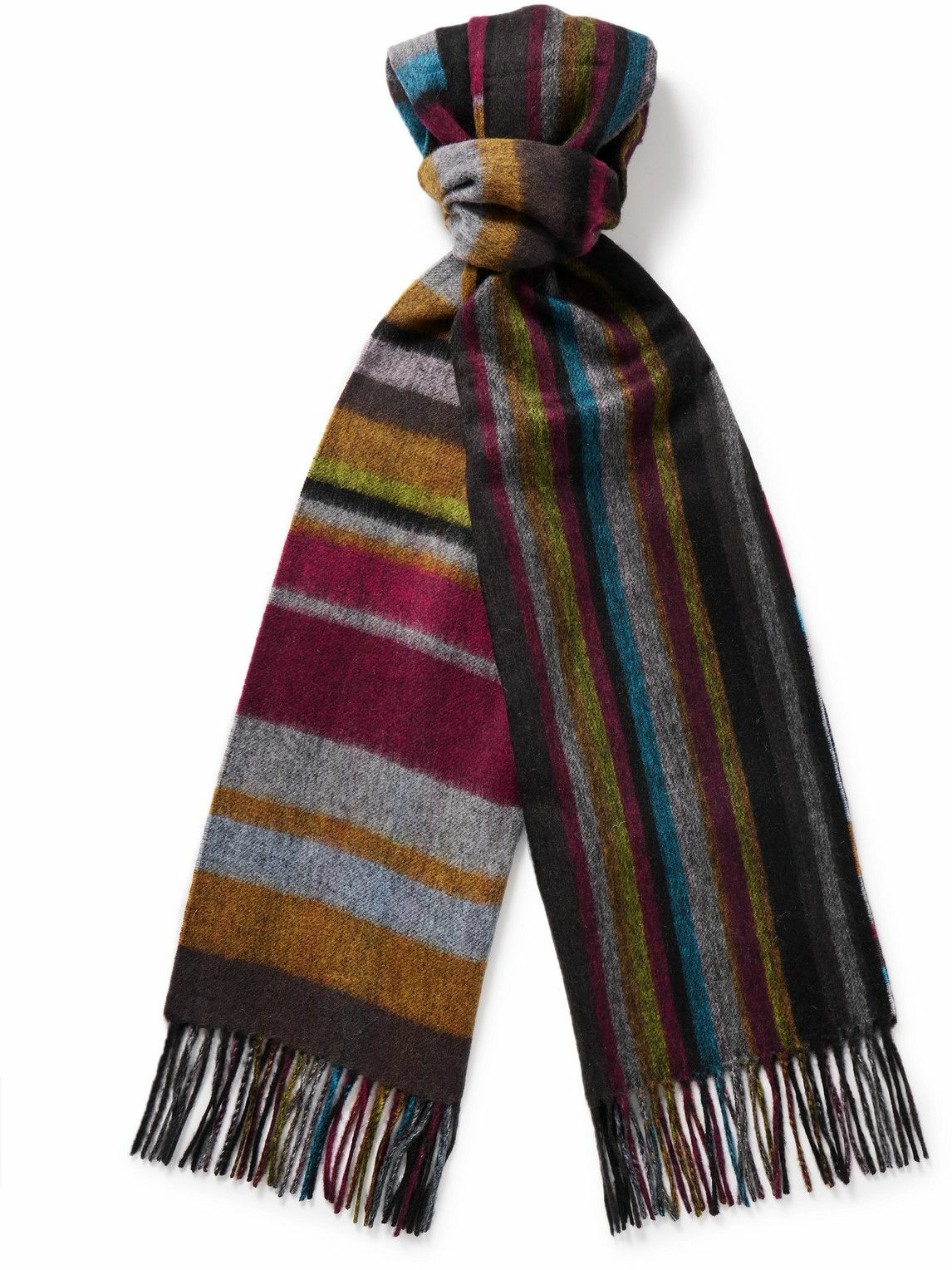 Paul Smith - Fringed Striped Wool and Cashmere-Blend Scarf Paul Smith