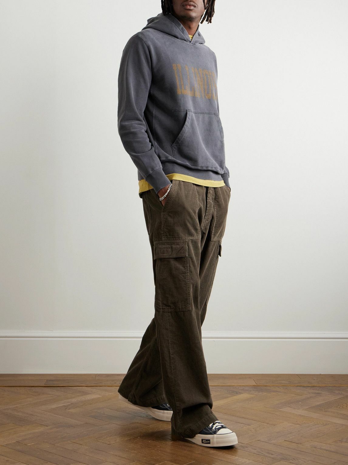 Remi Relief - Printed Cotton-Jersey Hoodie - Gray Remi Relief