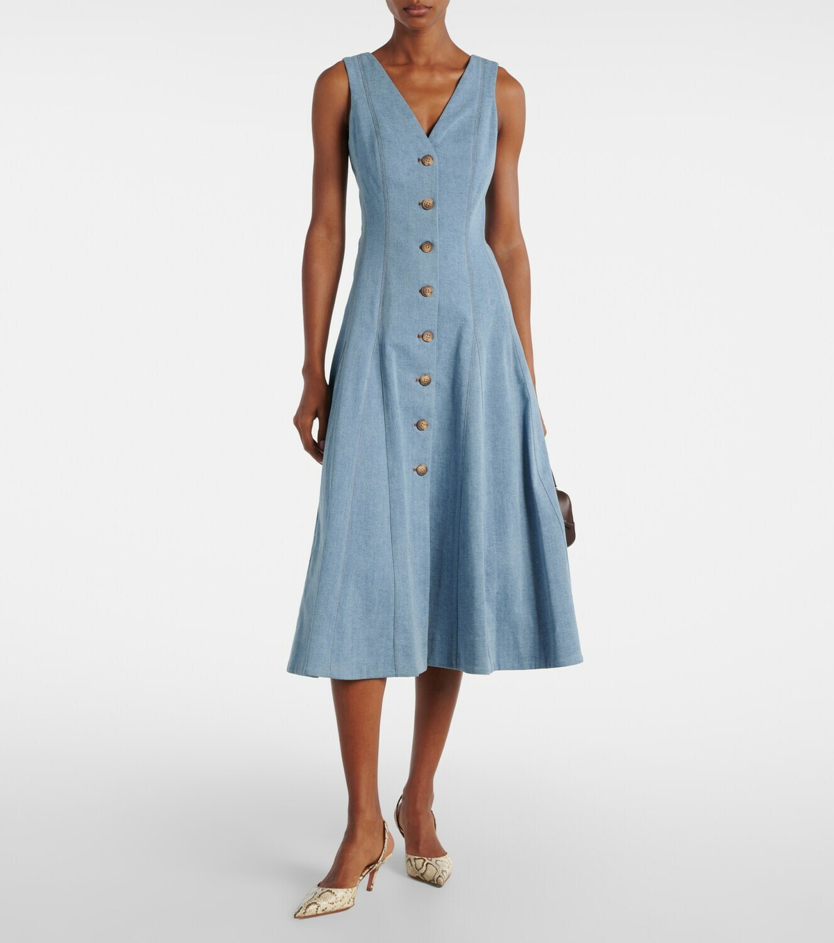 Veronica Beard Lou pleated denim midi dress Veronica Beard