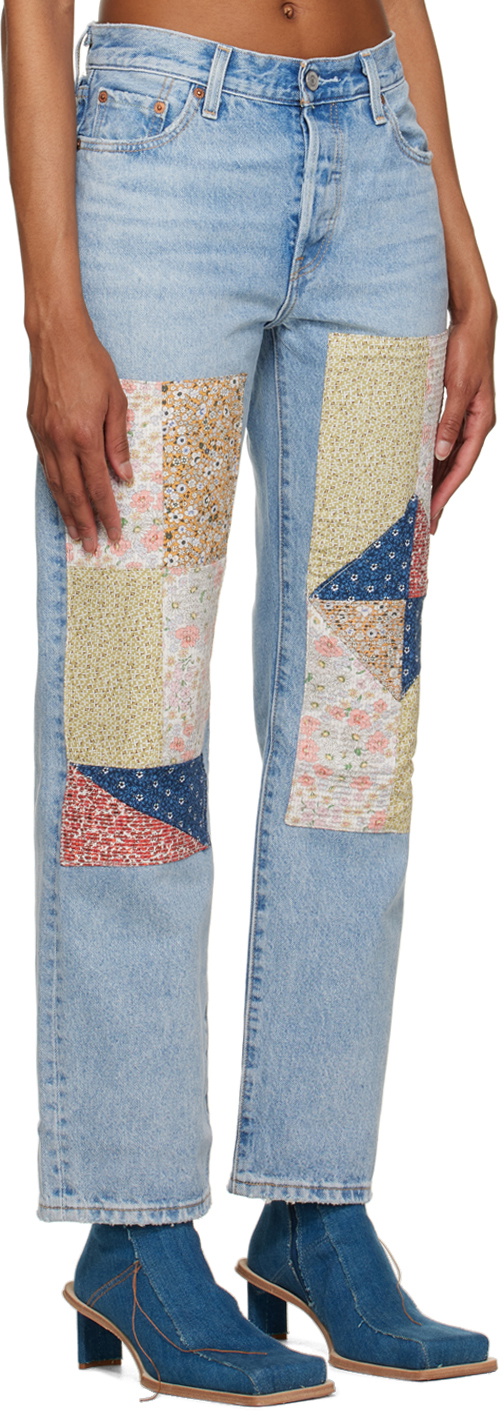 Levi's Blue 501 '90's Patchwork Jeans Levi's Red