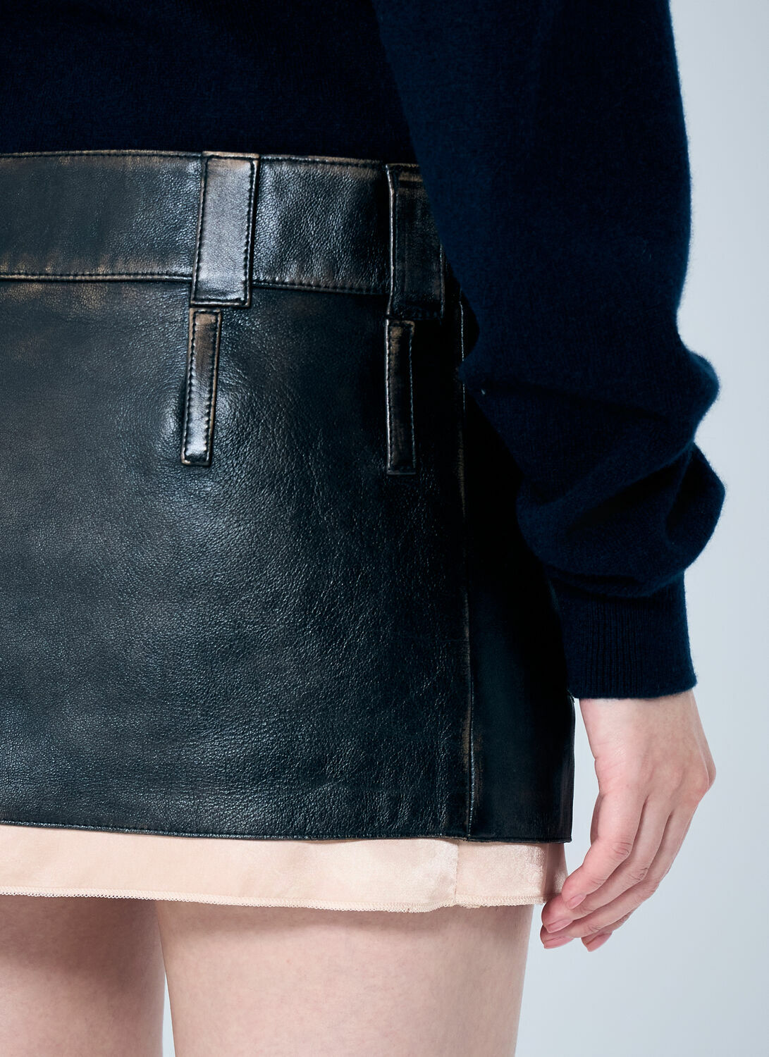 Miu Miu Leather Mini Skirt Miu Miu
