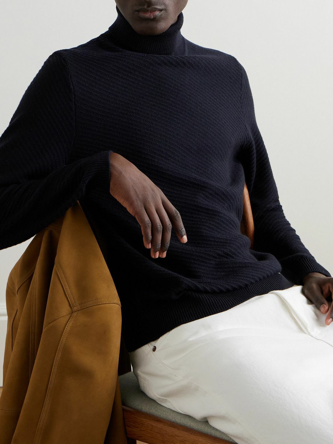 Mr P. - Wool Rollneck Sweater - Blue Mr P.