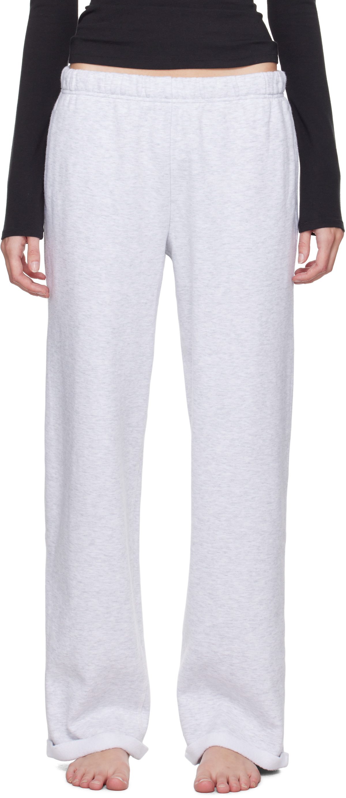 SKIMS Gray Cotton Fleece Straight Leg Lounge Pants SKIMS