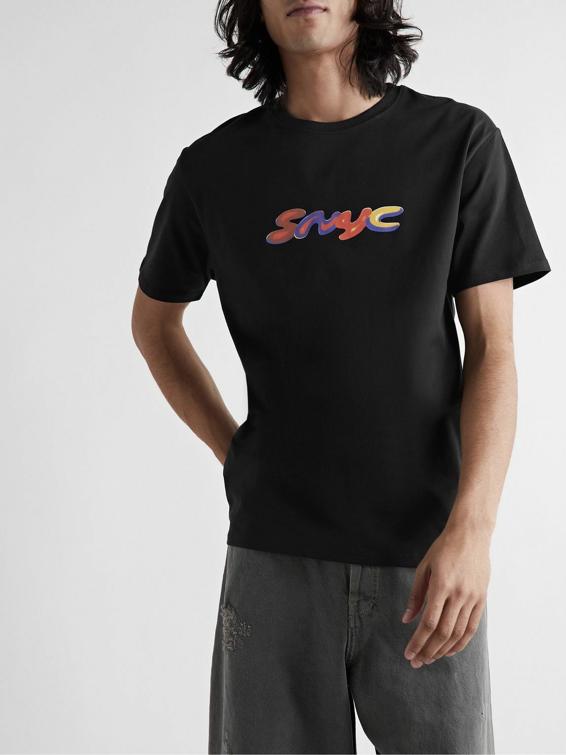 Saturdays NYC - Logo-Print Cotton-Jersey T-Shirt - Black Saturdays NYC