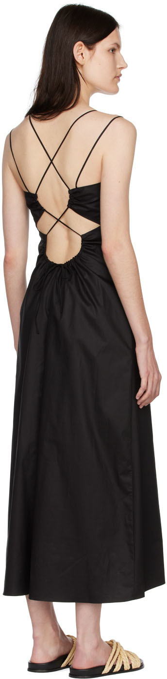 Frame Black Cotton Midi Dress Frame Denim