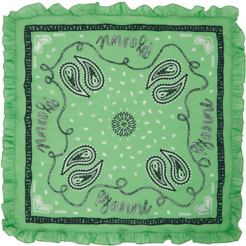 GANNI Green Ruffled Bandana GANNI