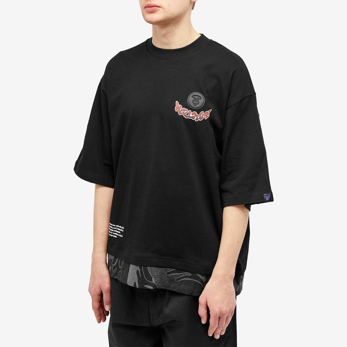 Men's AAPE Team Silicon Emboss Badge T-Shirt in Black AAPE by A Bathing Ape