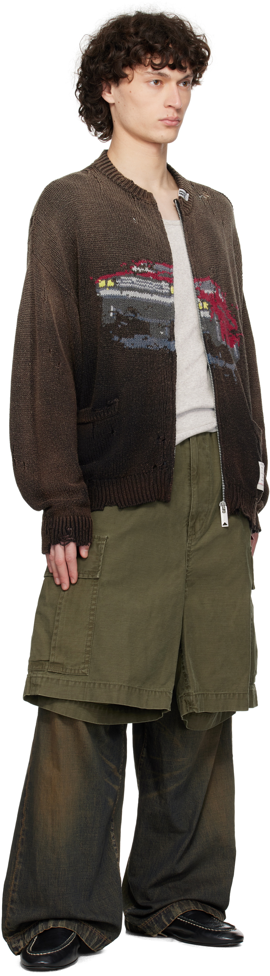 Maison MIHARA YASUHIRO Black Car Jacquard Knit Cardigan Maison MIHARA ...