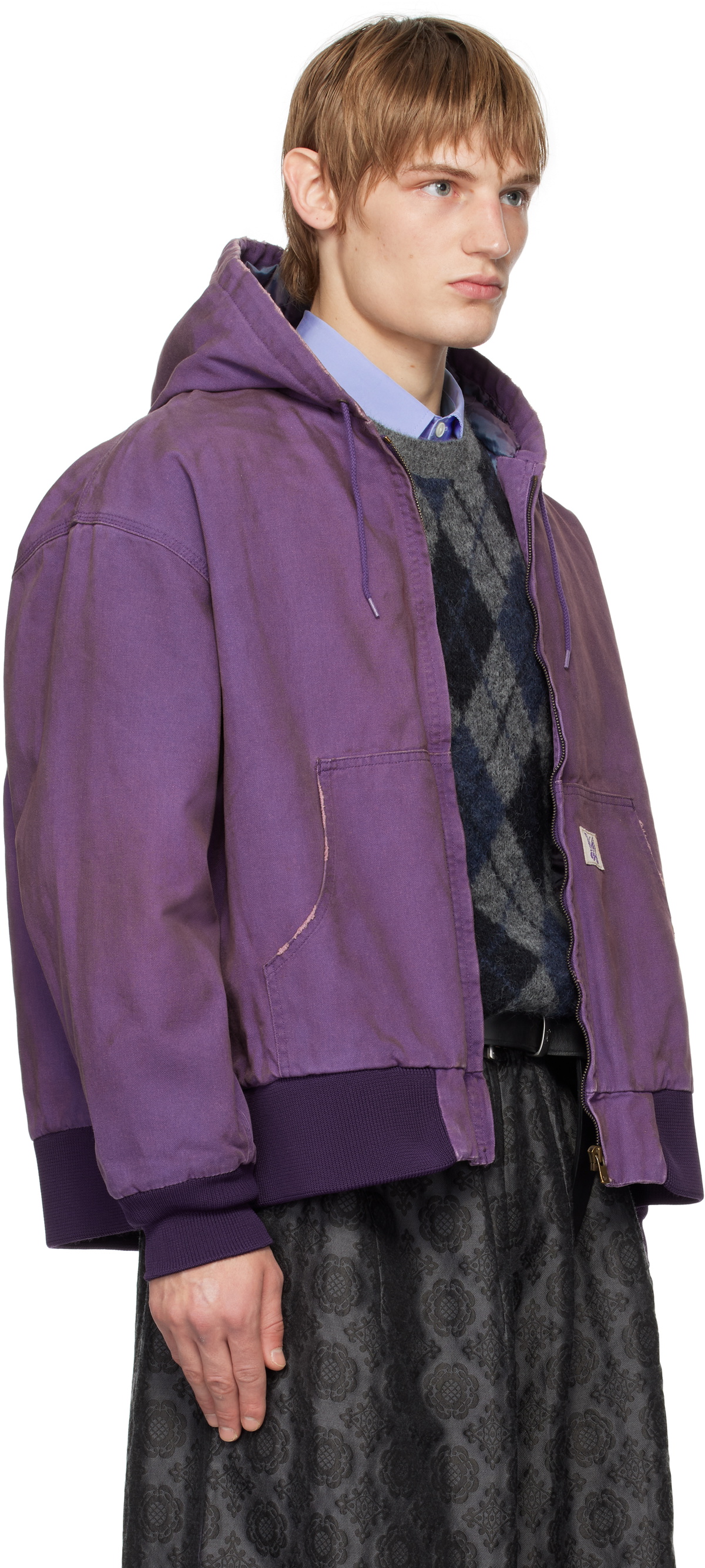NEEDLES Purple Zipped Work Hoodie Needles
