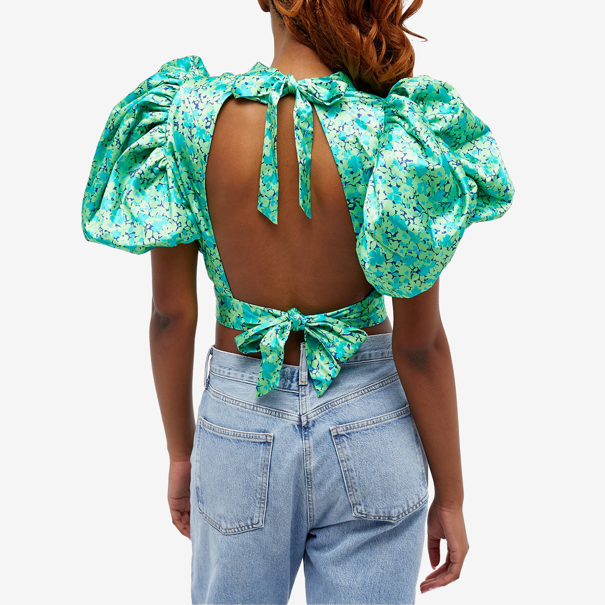 Rotate Women's Puff Sleeve Top in Clematis Blue Combi ROTATE Birger ...