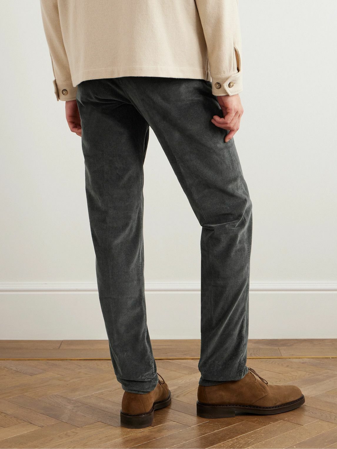 Incotex - Straight-Leg Cotton-Blend Corduory Trousers - Gray Incotex