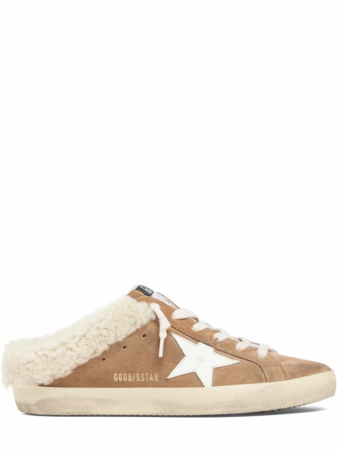 GOLDEN GOOSE - 20mm Super-star Suede & Shearling Sabot Golden Goose ...