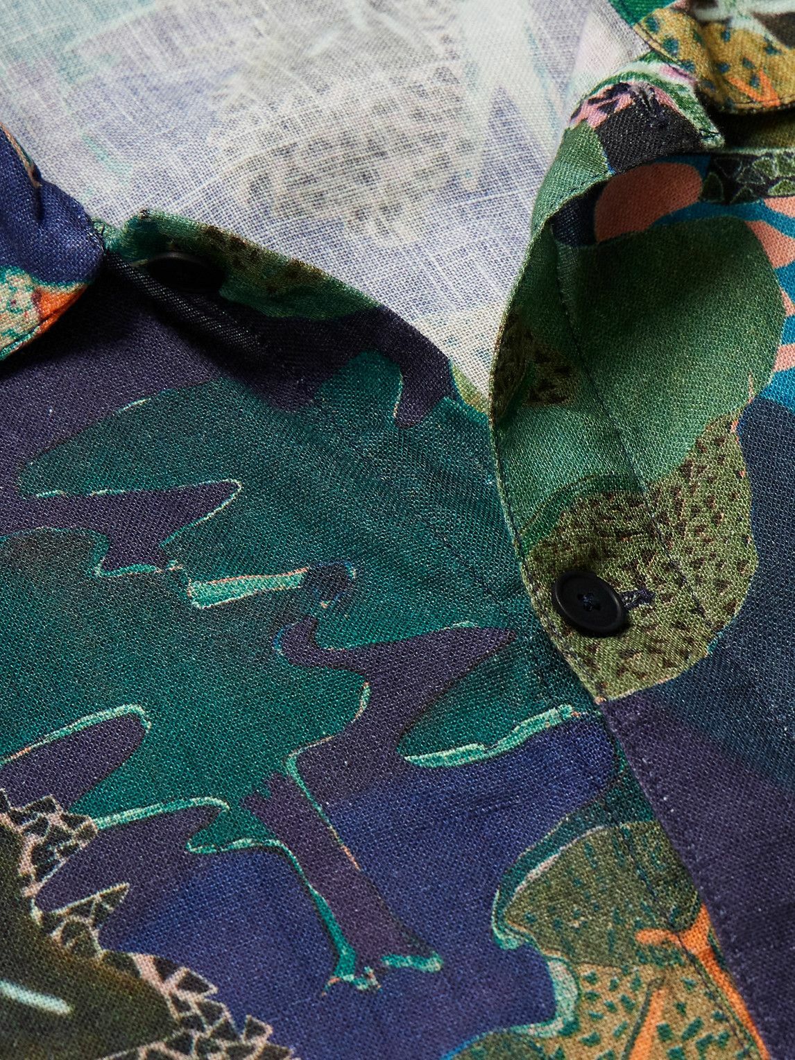 Folk - Tom Hammick Gabe Printed Linen Shirt - Blue Folk