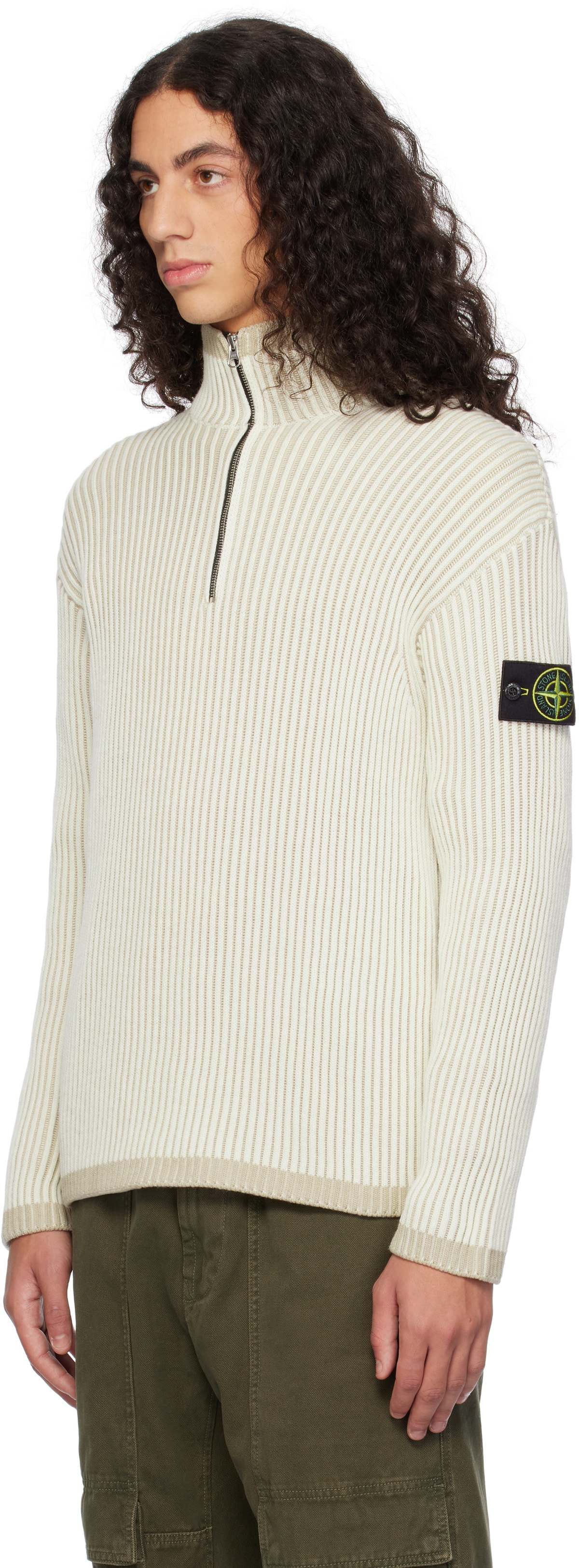 Stone Island Beige 516C1 Vanisé Full Rib RWS Wool Sweater Stone Island