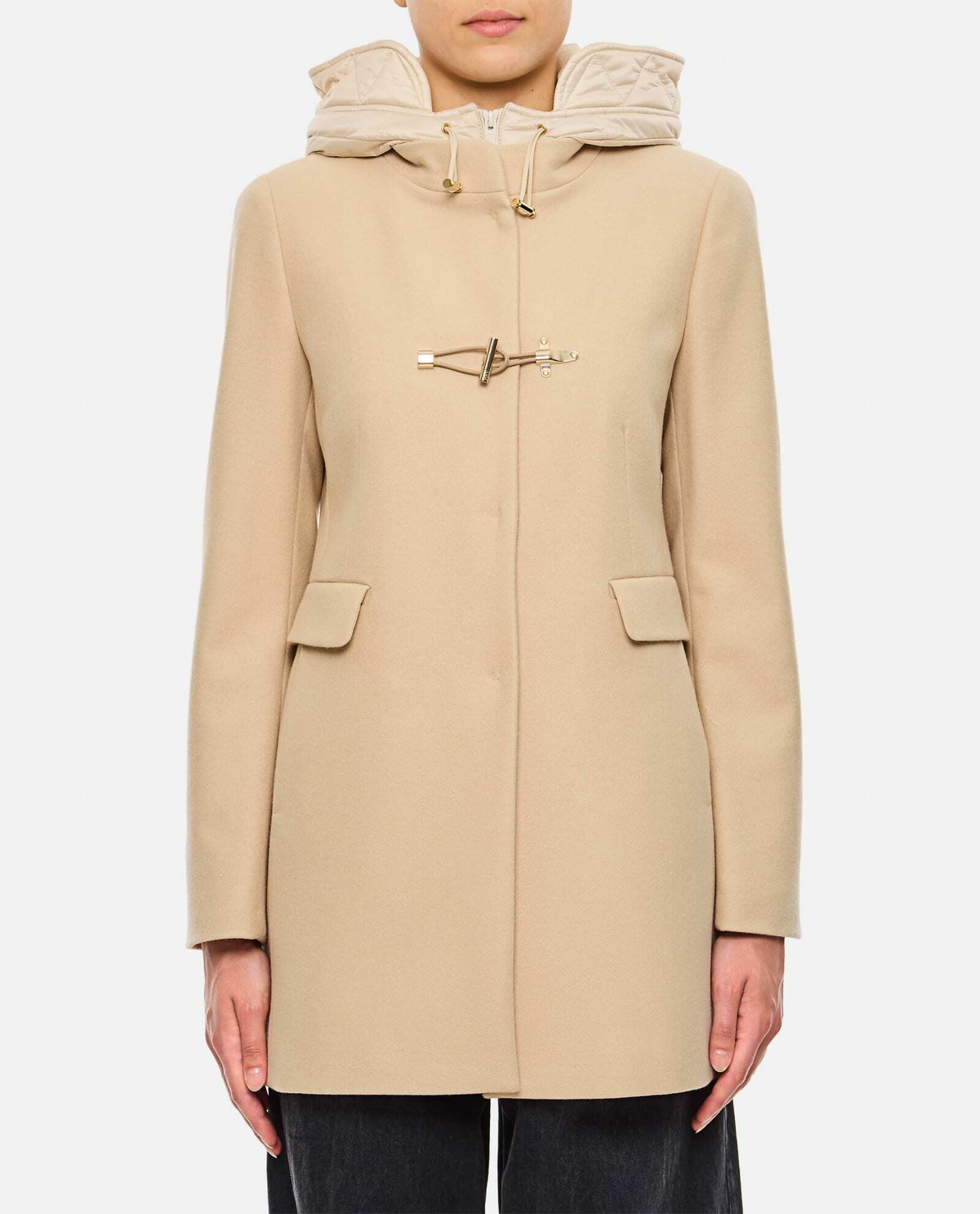 Fay Front Nylon Toggle Double Breasted Coat Fay