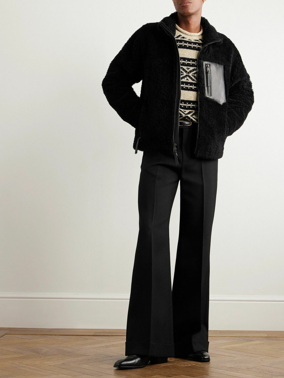 Ralph Lauren Purple label - Lionel Shearling Bomber Jacket - Black ...