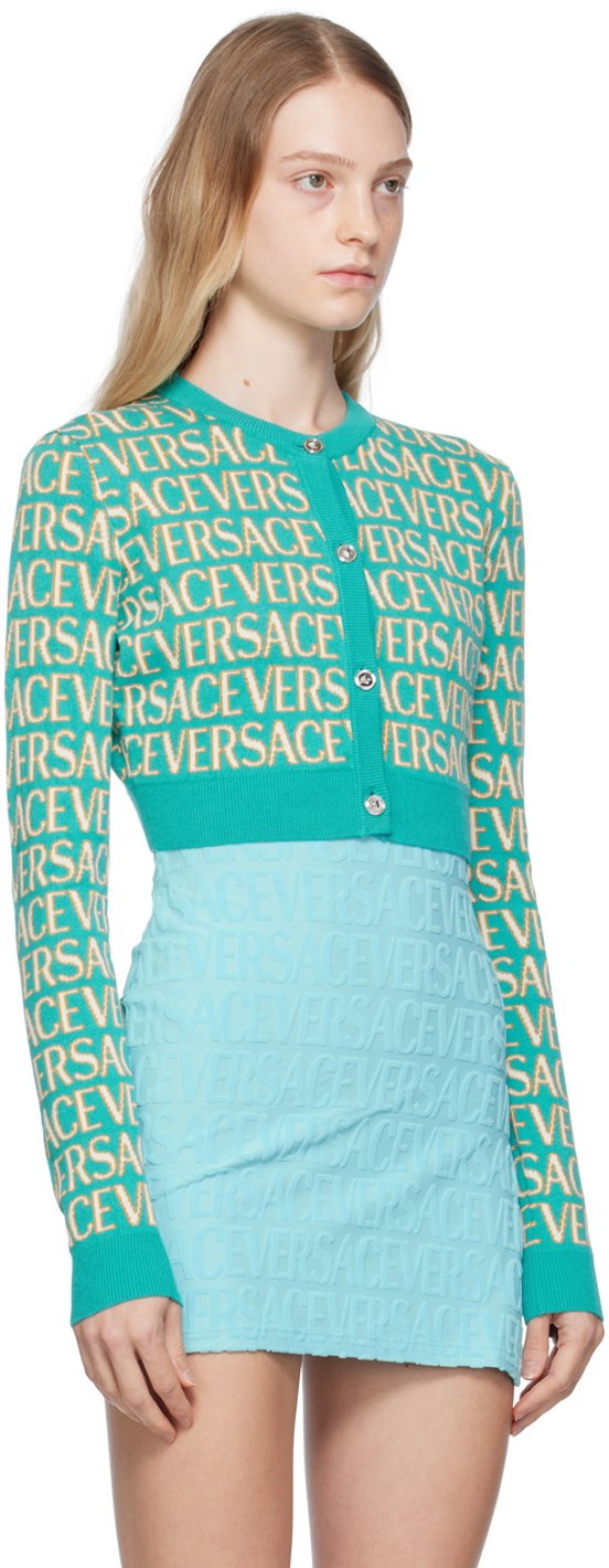 Versace Blue Allover Cardigan Versace