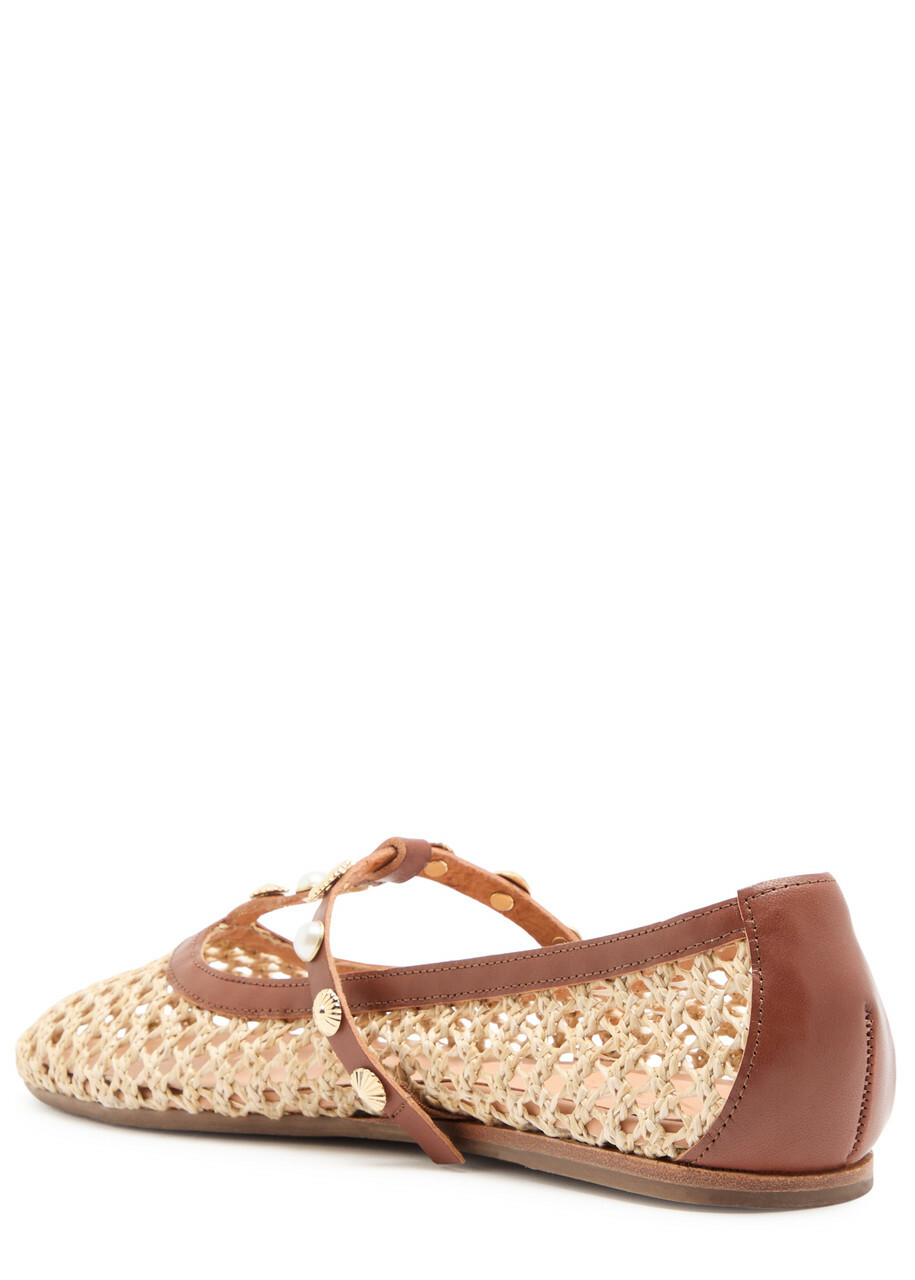 Ancient Greek Sandals Aerati Embellished Raffia Ballet Flats Beige ...