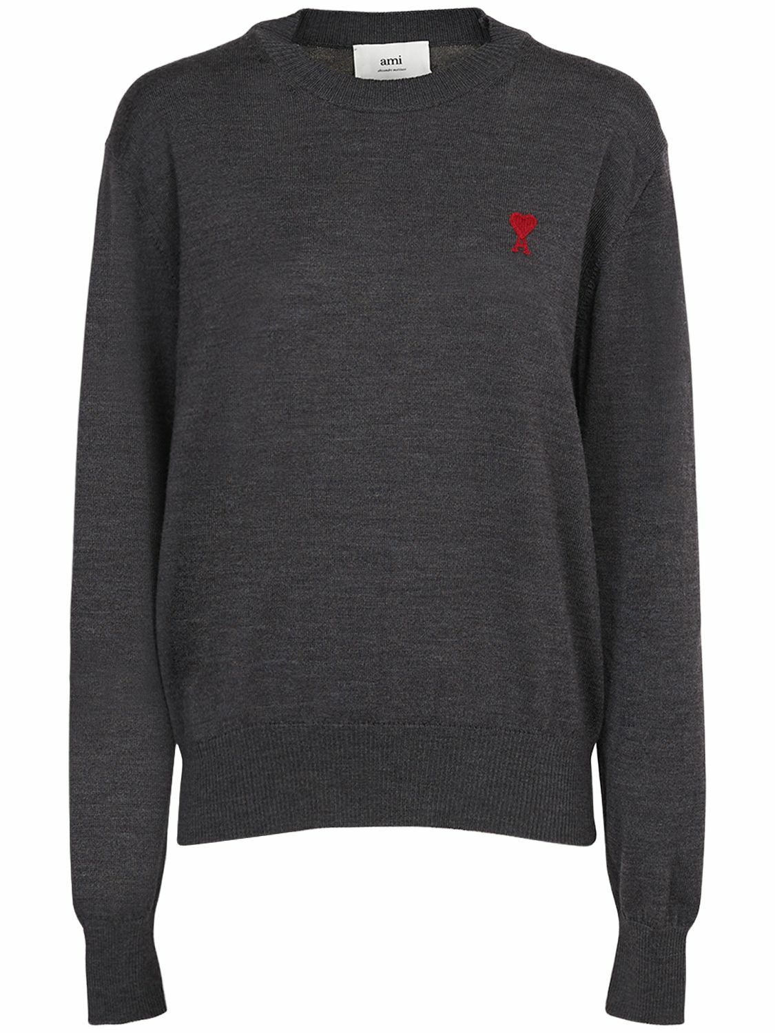 AMI PARIS Red Adc Wool Crewneck Sweater AMI