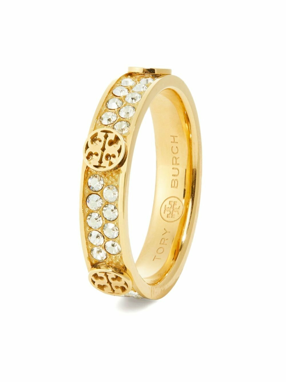 Tory Burch Gold-Tone Miller Stud Crystal Ring Tory Burch