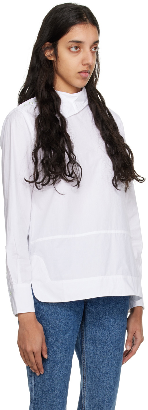 GANNI White Asymmetric Collar Shirt GANNI