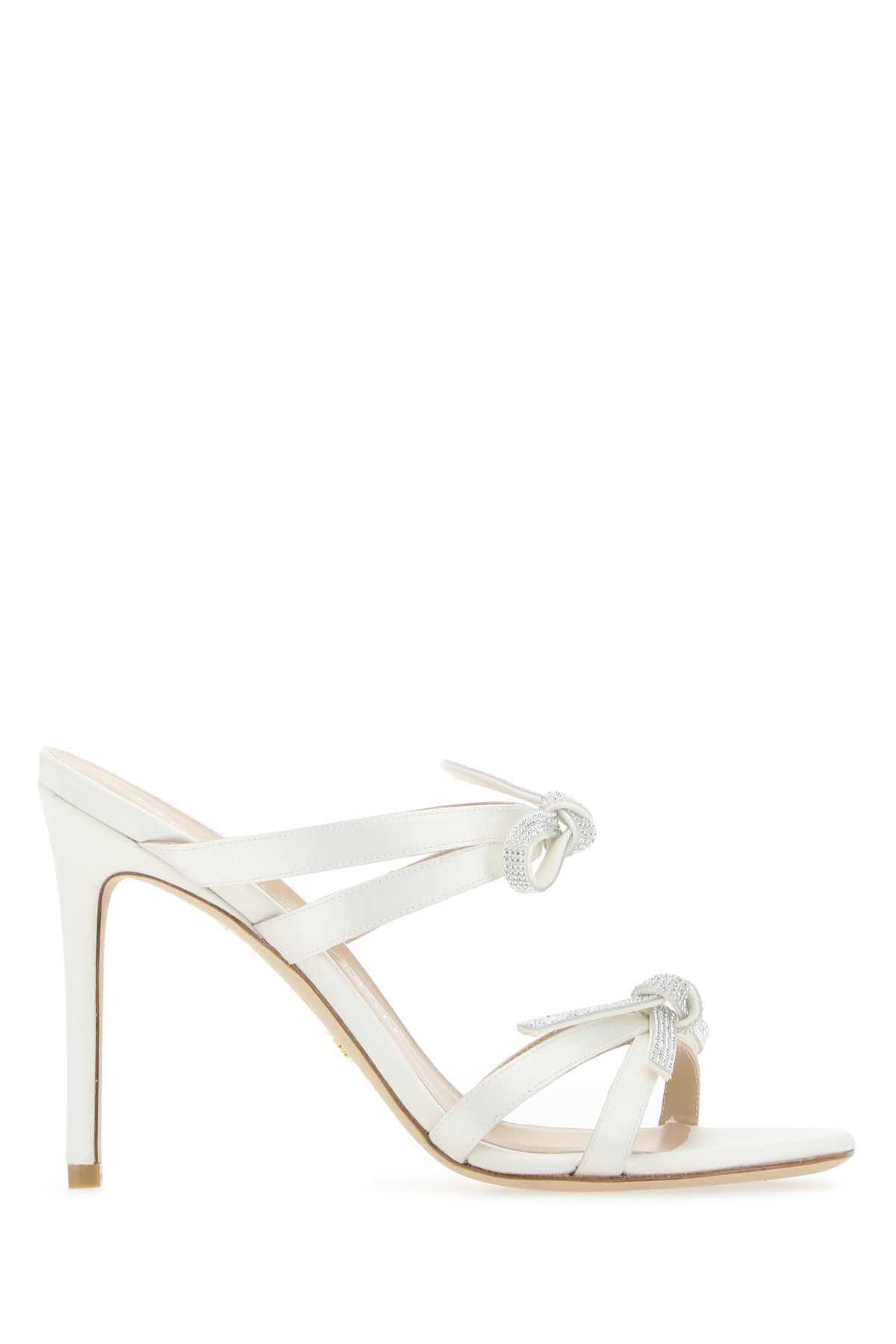 Stuart Weitzman White Satin Sw Bow Mules Stuart Weitzman