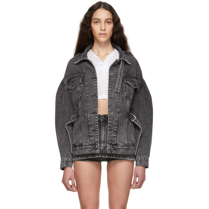 Pushbutton Black Denim Cinched Jacket Pushbutton
