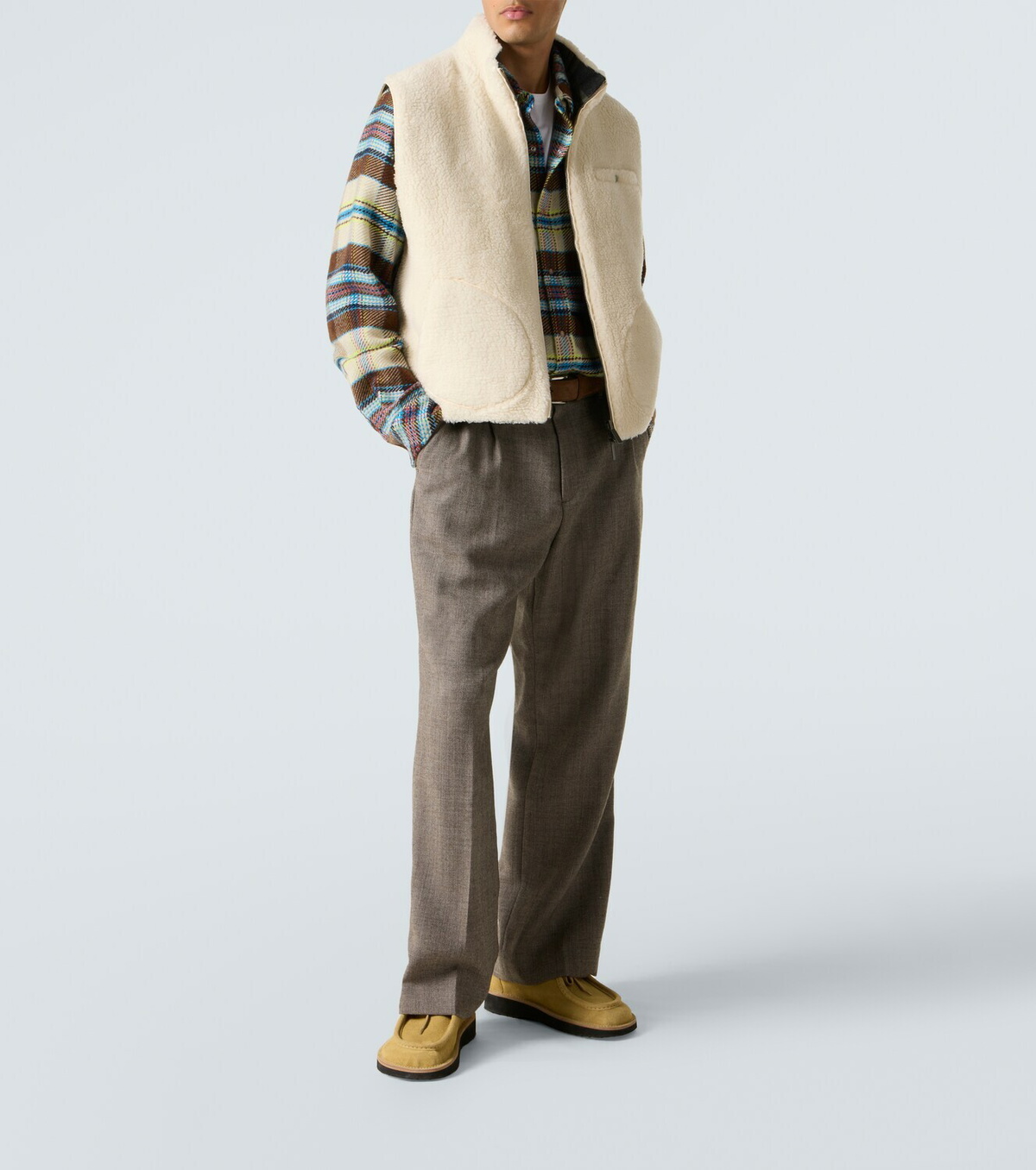 God's True Cashmere Plaid cashmere shirt with sunstone God's True Cashmere