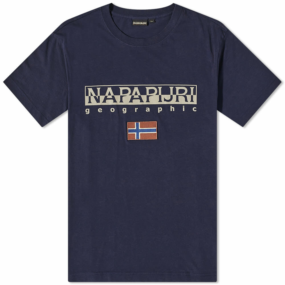 Napapijri Men's Logo Flag T-Shirt in Blue Marine Napapijri