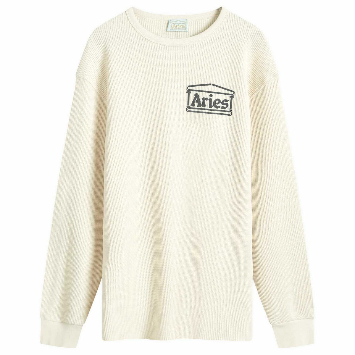 Aries Men's Temple Long Sleeve Waffle T-Shirt in Ecru ARIES
