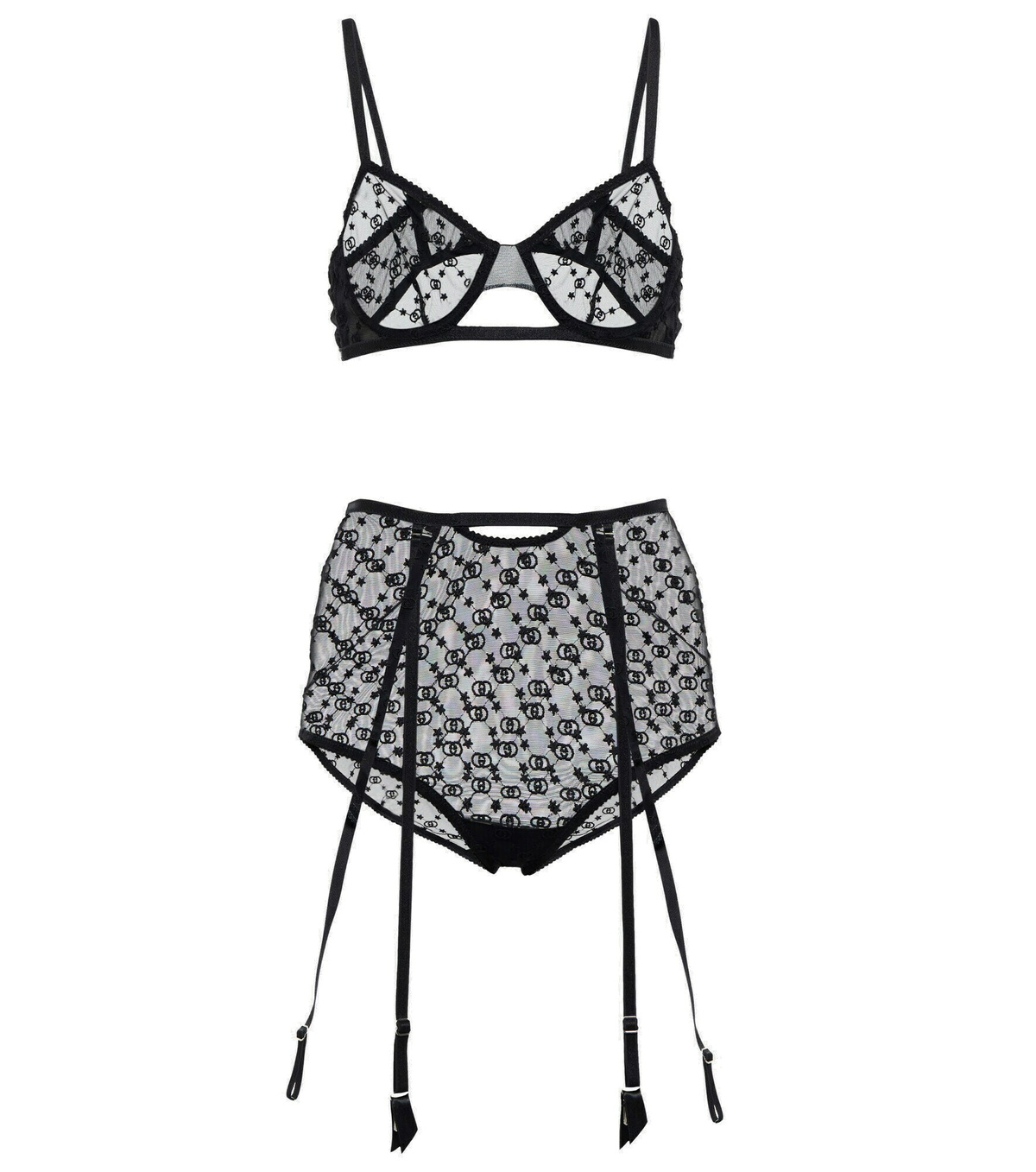 Gucci - GG star tulle bra and underwear set Gucci