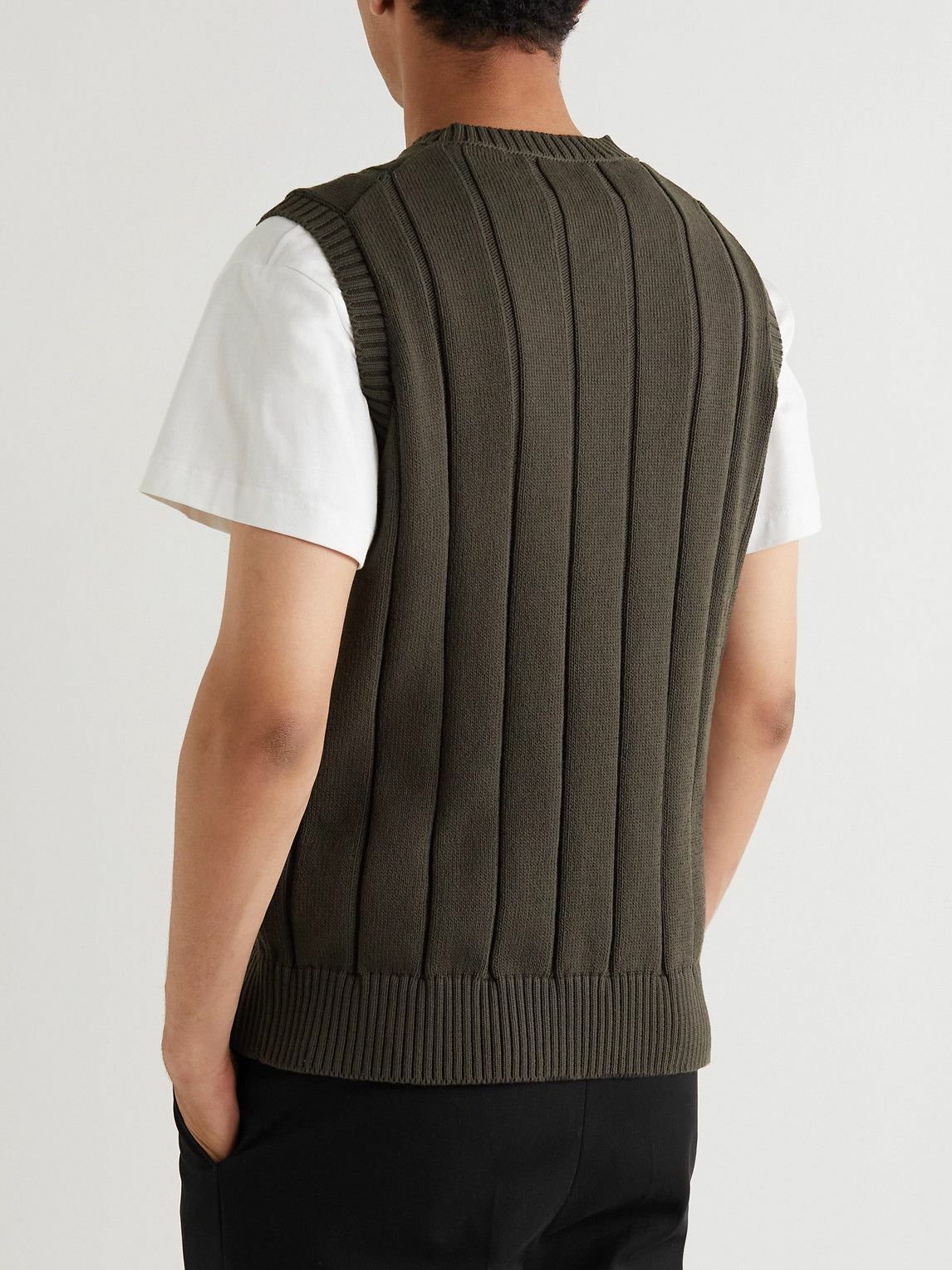 Mr P. - Open-Knit Cotton Vest - Brown Mr P.