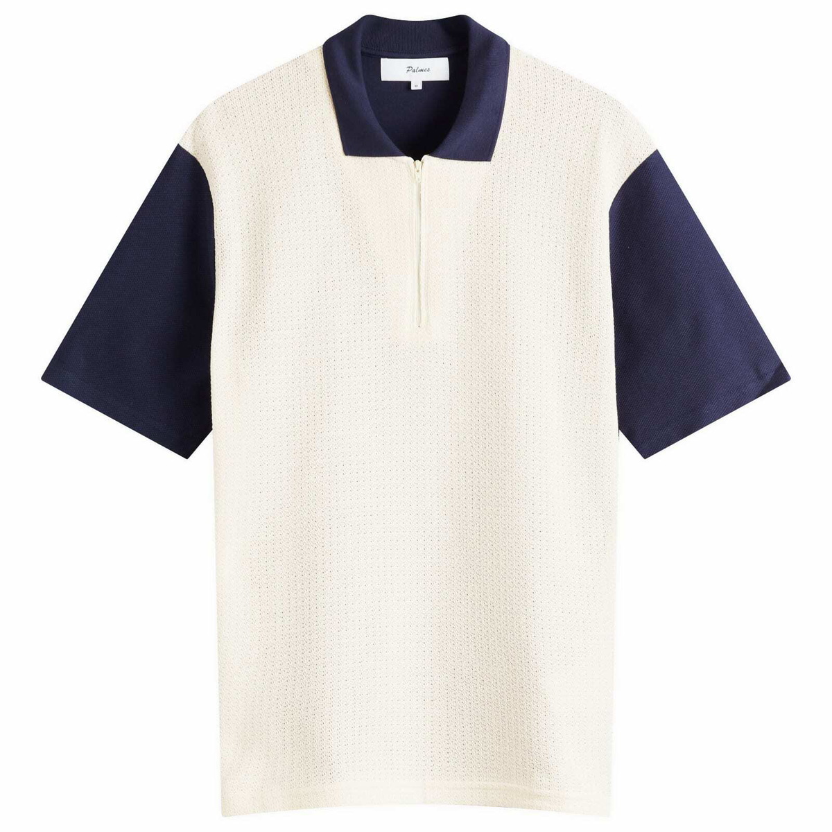 Palmes Men's Textured Zip Polo in Dark Blue Palmes