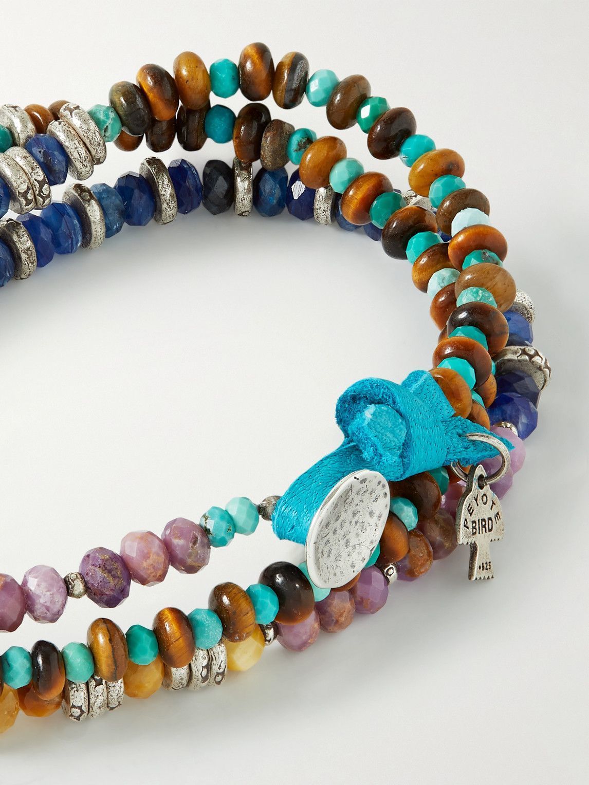 Peyote Bird - Safari Multi-Stone, Silver-Tone and Leather Wrap Bracelet ...