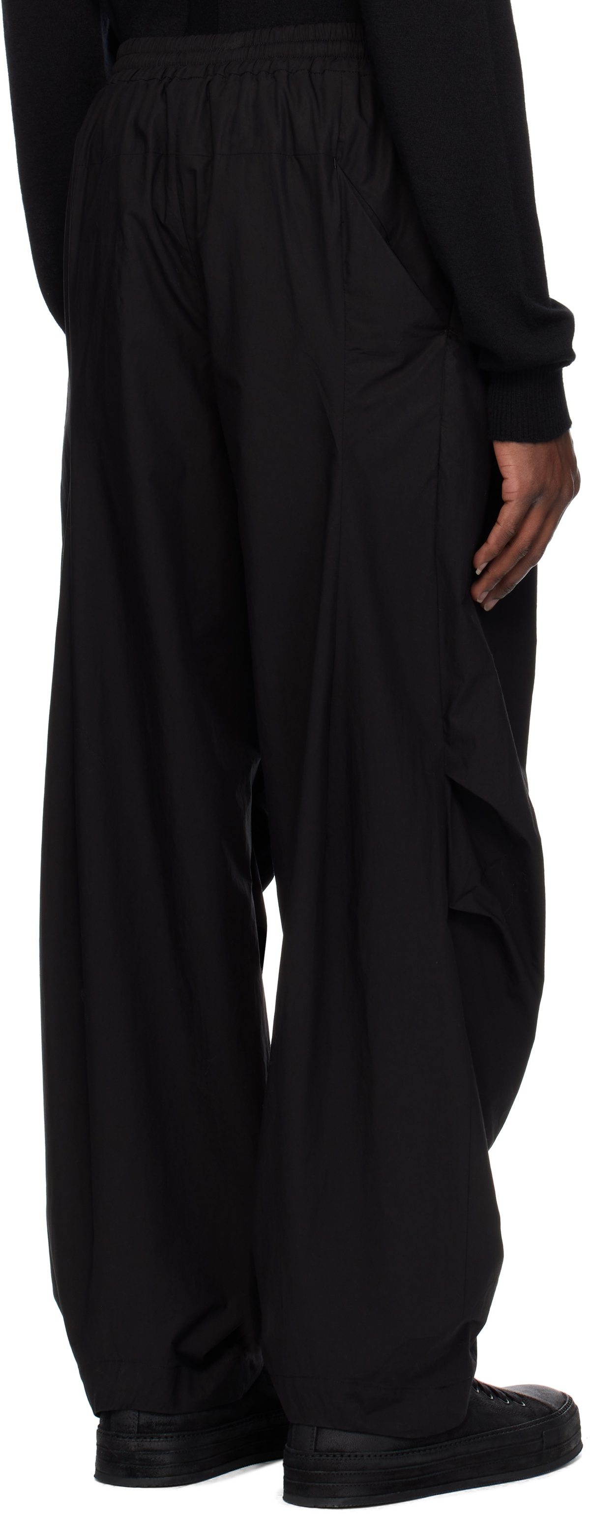 DEVOA Black Baggy High Waisted Trousers