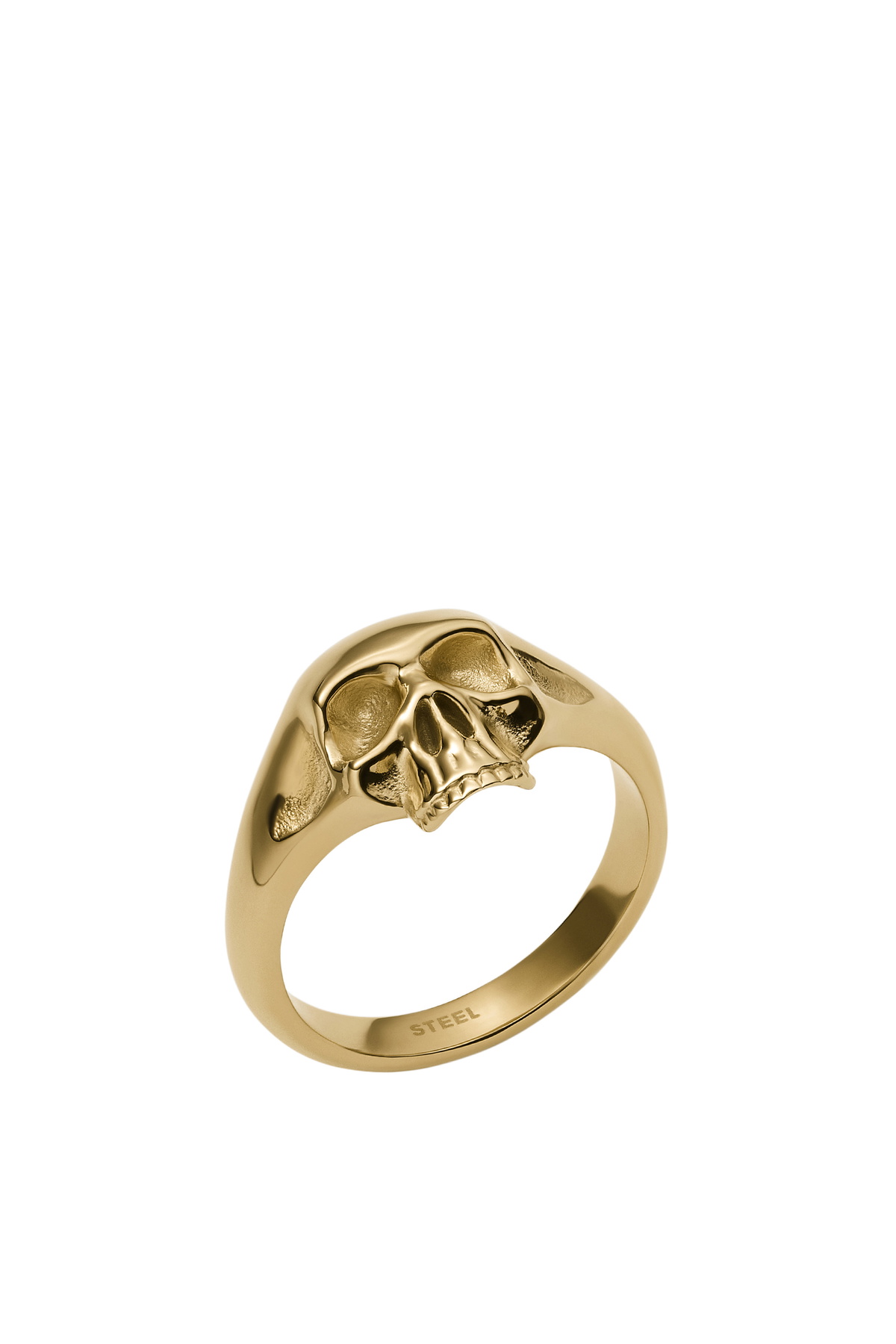 Diesel Gold Stainless Steel Skull Ring - Rings Mens in Oro Diesel