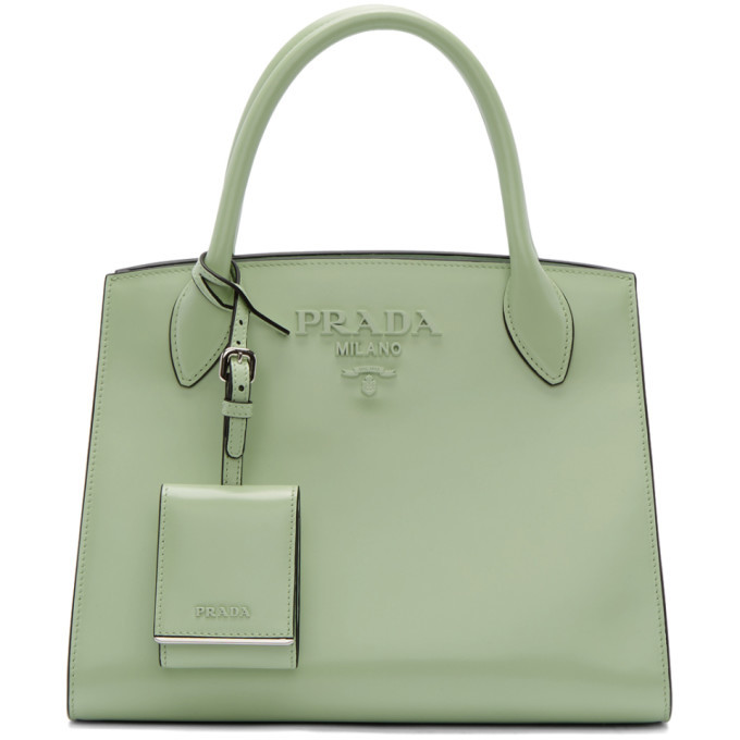 Prada Green Small Tonal Logo Paradigm Tote Prada