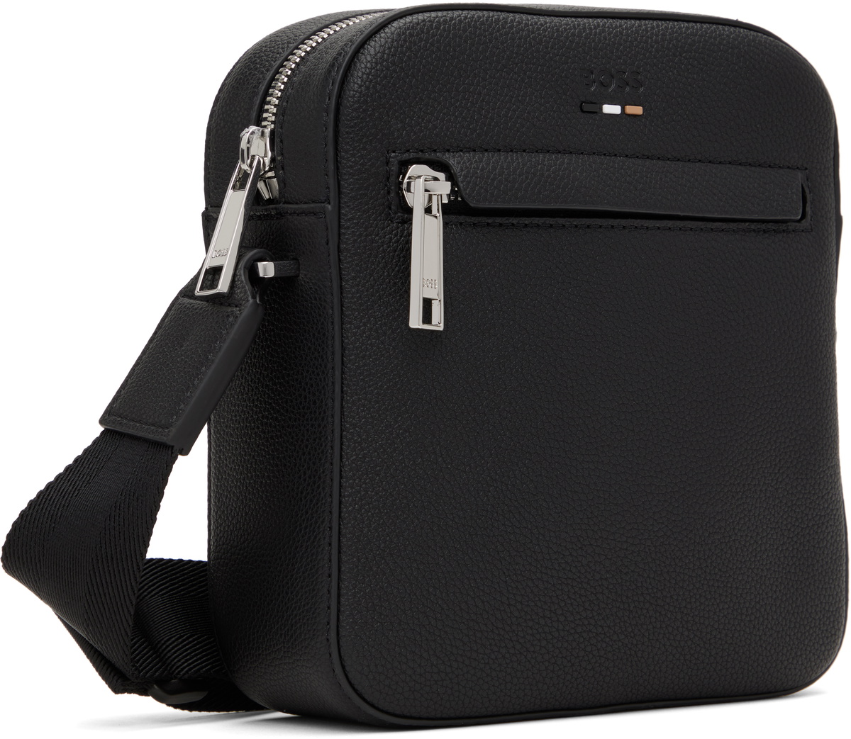 BOSS Black Grained Faux-Leather Reporter Bag BOSS